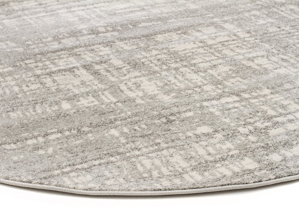 Ashley Abstract Modern Silver Grey Round Transitional Rug – Lost Design ...